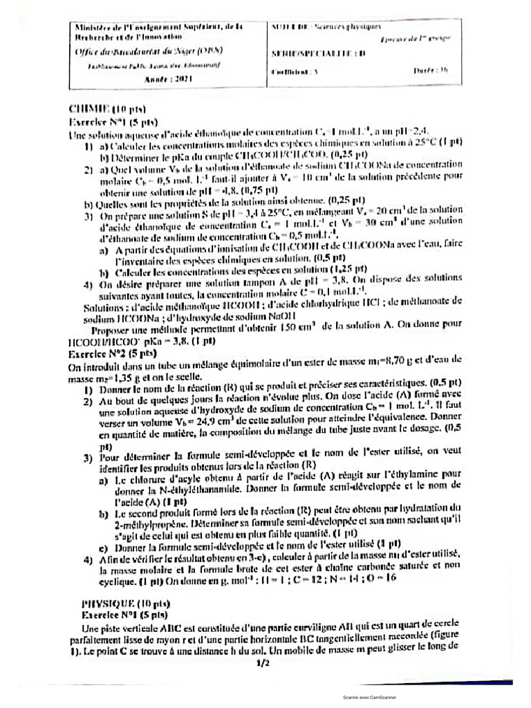 Bac D PC 2021 Niger | PDF