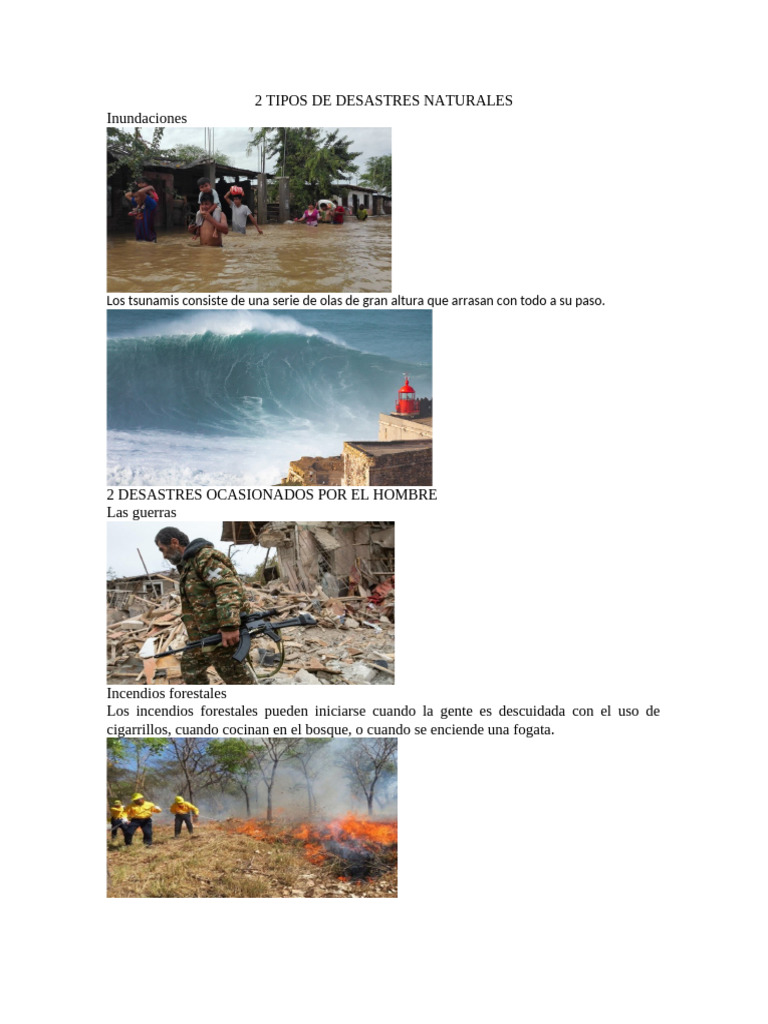 2 TIPOS DE DESASTRES NATURALES | PDF