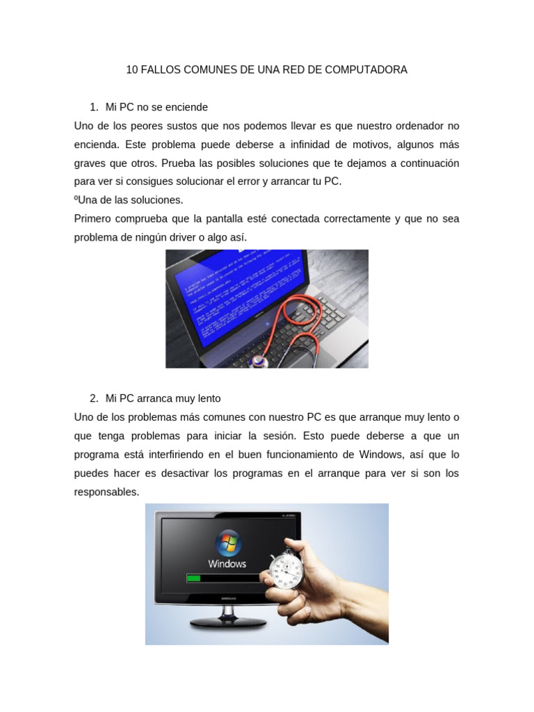 10 Fallos Comunes de Una Red de Computadora | PDF | Virus de ...