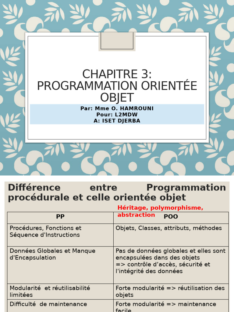 Chapitre 3 | PDF | Classe (informatique) | Programmation informatique