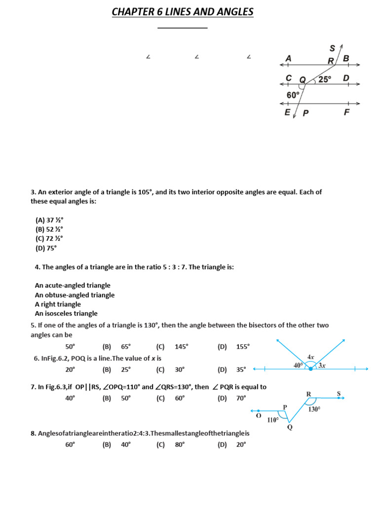 Chapter 6 Lines and Angles | PDF