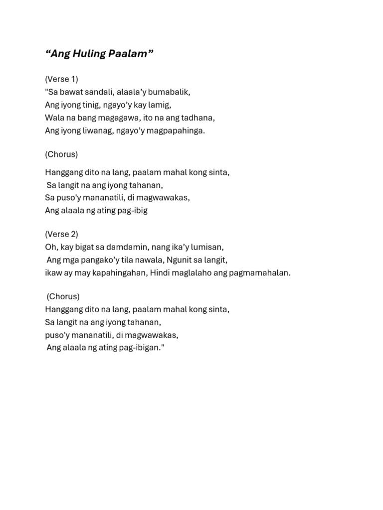 Ang Huling Paalam Verse 1 Sa Bawat Sandali | PDF