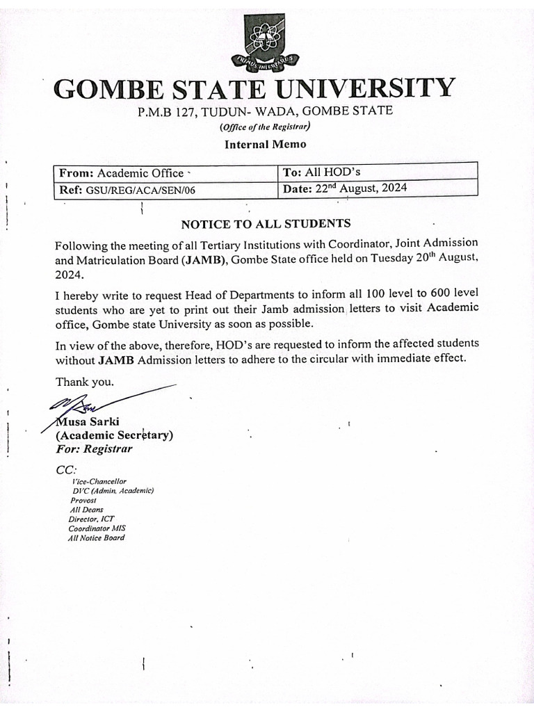 Notice To All Students | PDF