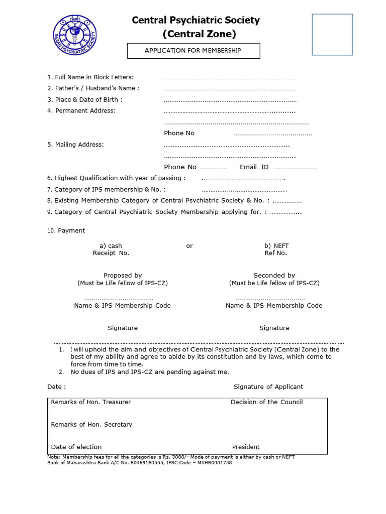 CPS Membership Form 2021 2022 | PDF | Psychiatrist | Health Care
