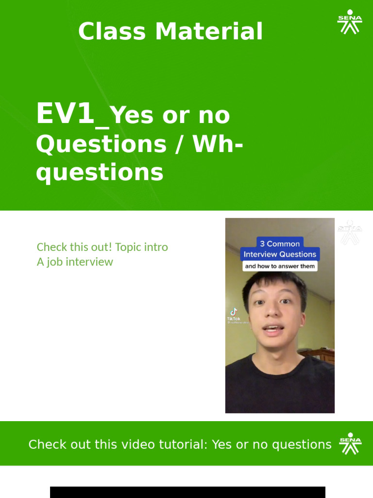 EV1_ Yes or no questions- Wh_questions | PDF | Reading Comprehension | Question