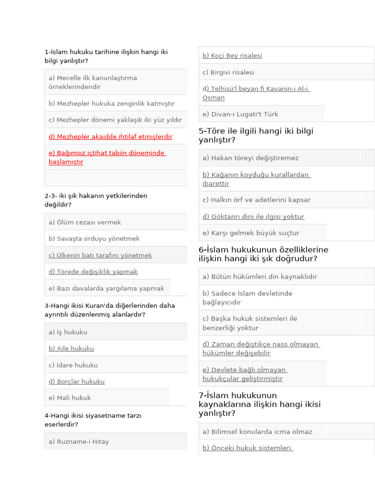 TÜRK HUKUK TARİHİ Vize (1) - 1 | PDF