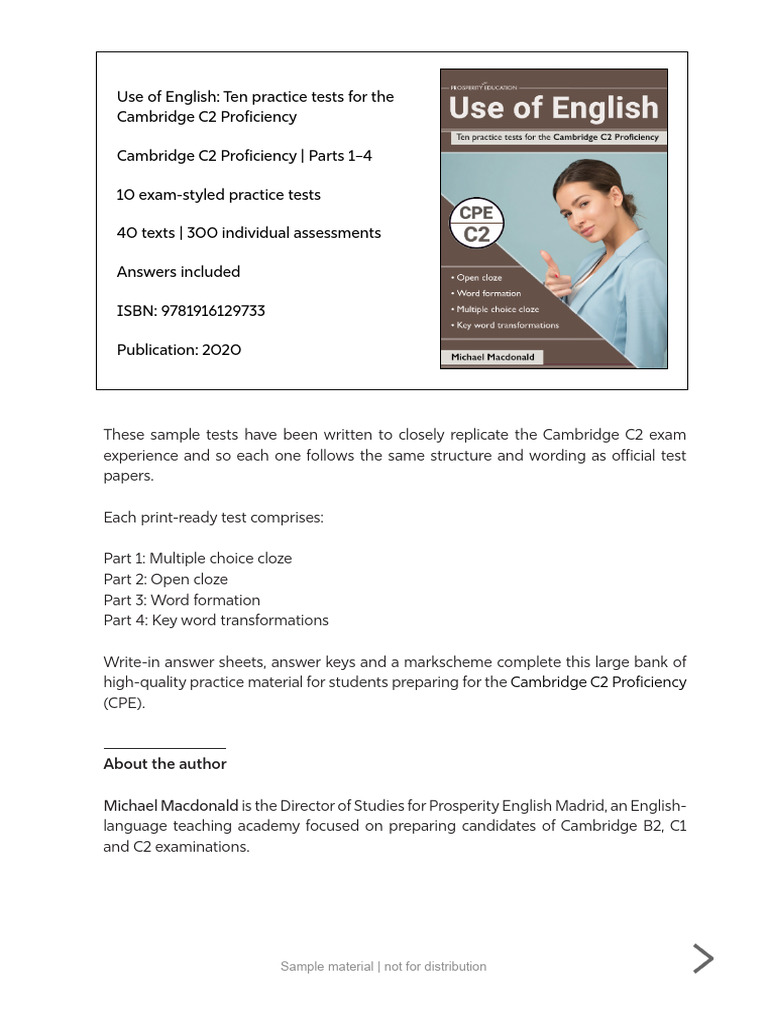 Cambridge c2 Use of English Book 1 | PDF