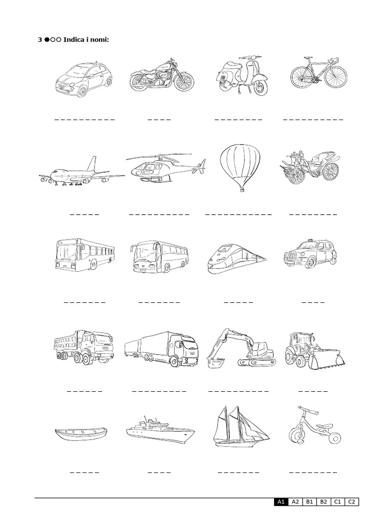 Mezzi Di Trasporto Esercizi 1 | PDF