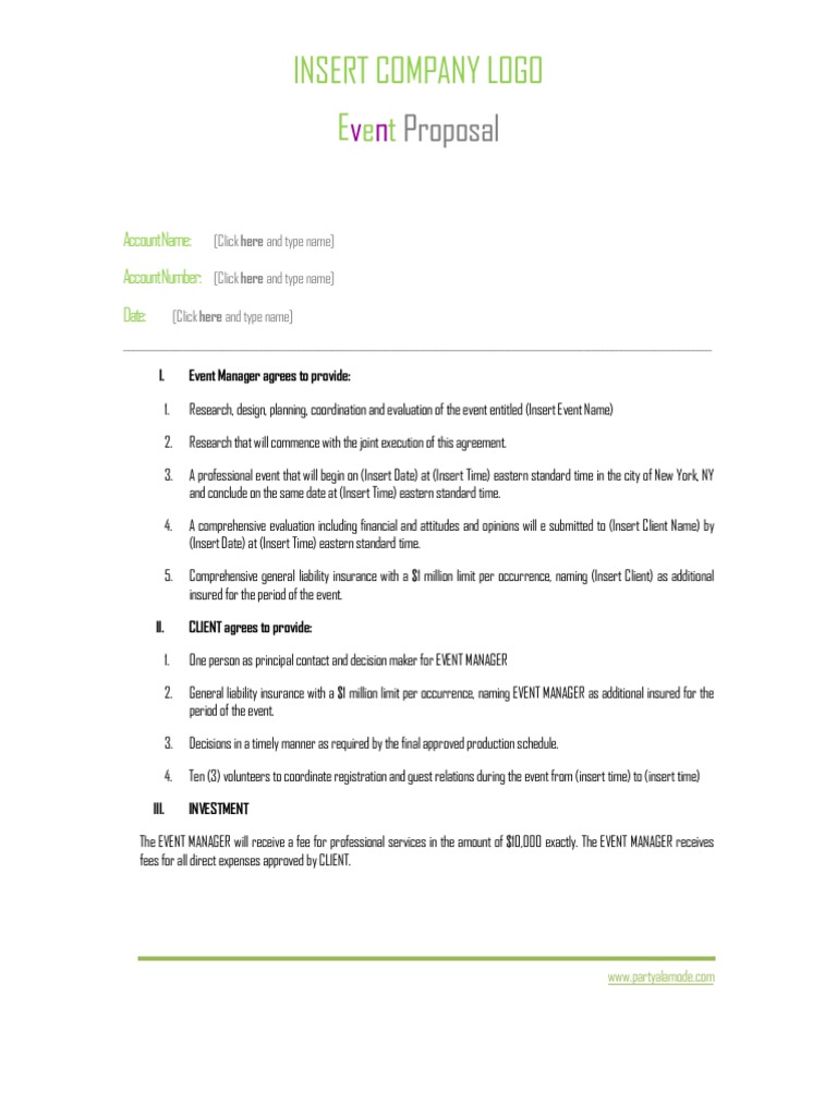 Client Event Proposal Template | PDF