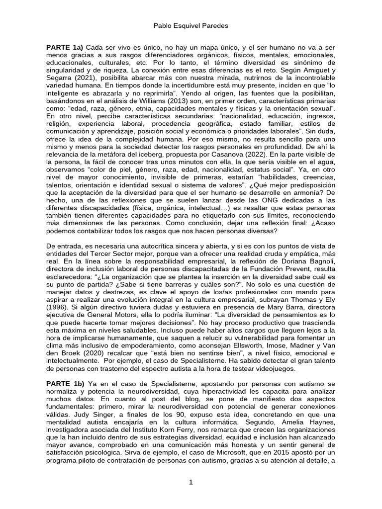 PEC 1 Diversidad e Inclusión | PDF | Espectro autista