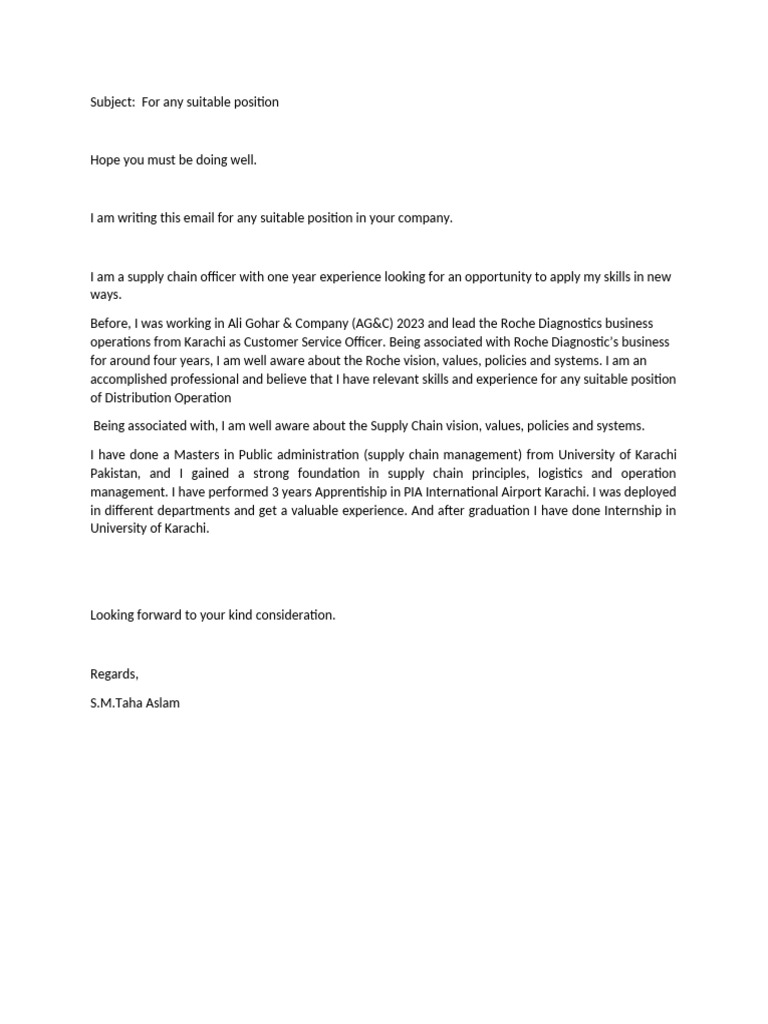 Experience Certificate Request: Taha Aslam | PDF