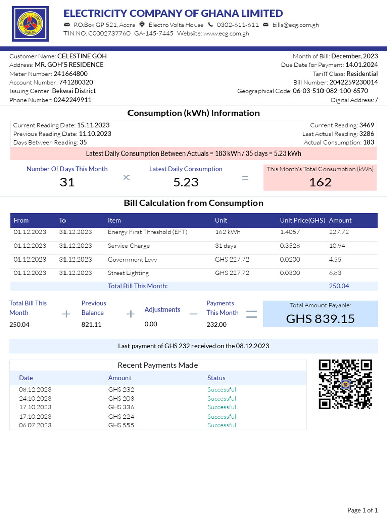 ECG PowerApp Bill 1705229864419 | PDF | Electric Power | Power (Physics)