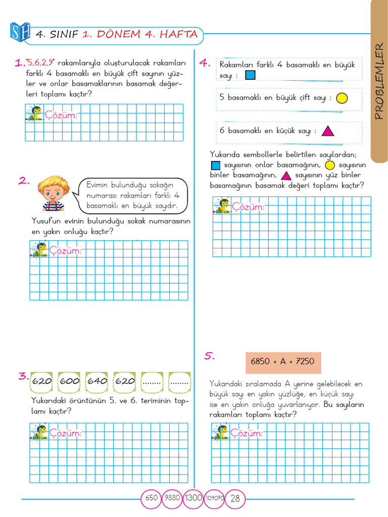 Sinif 4. Hafta Haftalik Problemler 2 | PDF