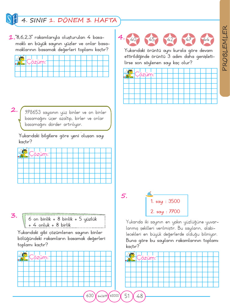 Sinif 3. Hafta Haftalik Problemler 1 | PDF