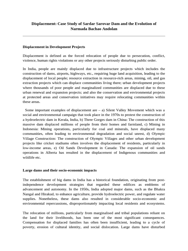 Narmada Dam Displacement Case Study | PDF