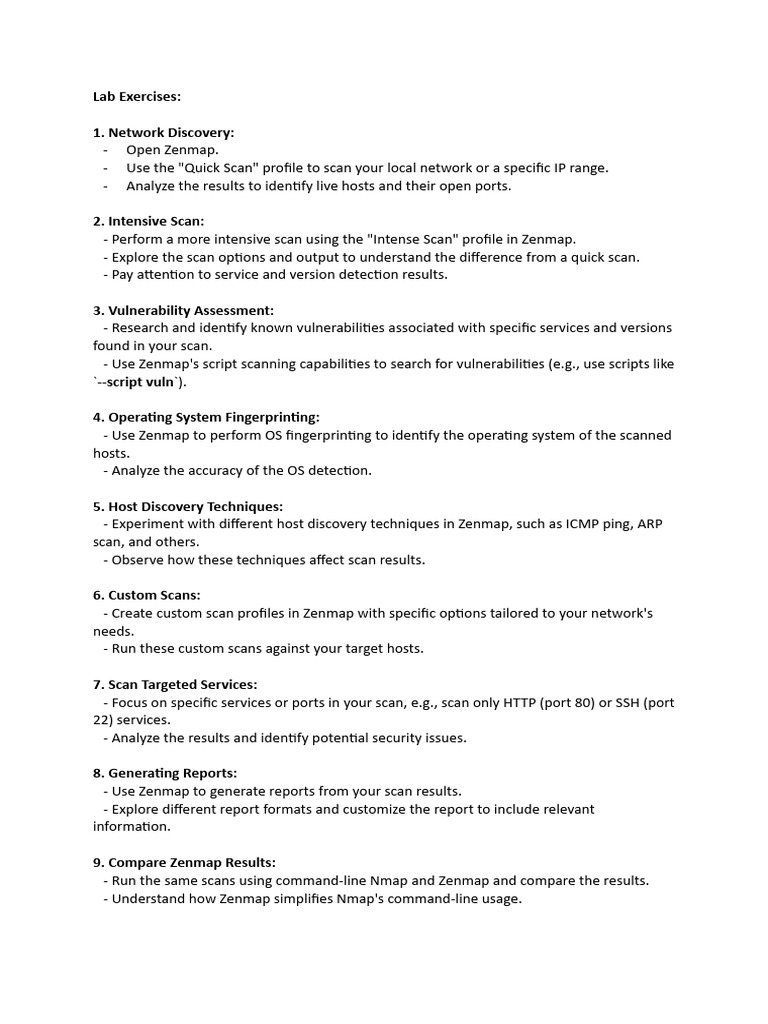 Lab Exercises Foer NMAP | PDF | Computers