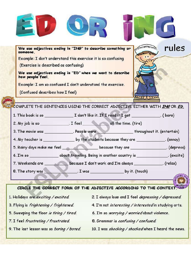 1-Adjective Ed or Ing | PDF