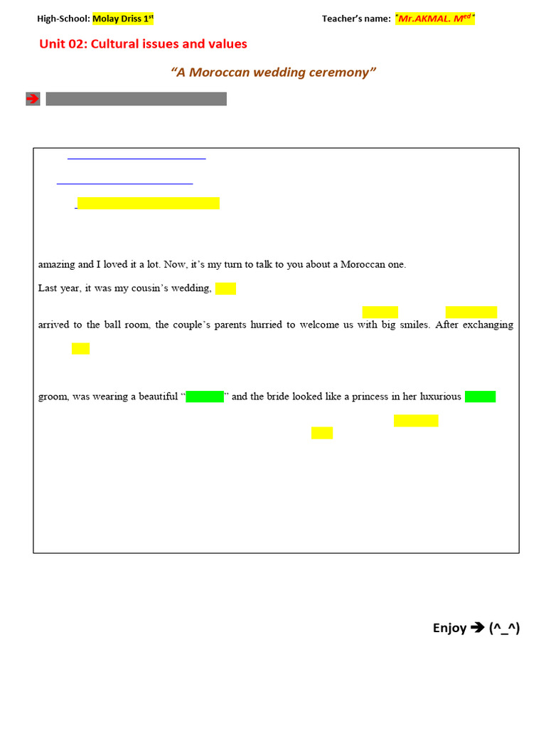 Writing - A Wedding Ceremony | PDF