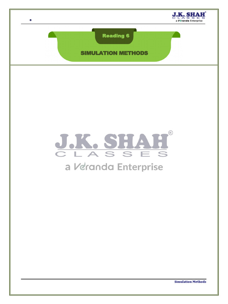 Reading 6 Simulation Methods Answers | PDF | Resampling (Statistics) | Bootstrapping (Statistics)