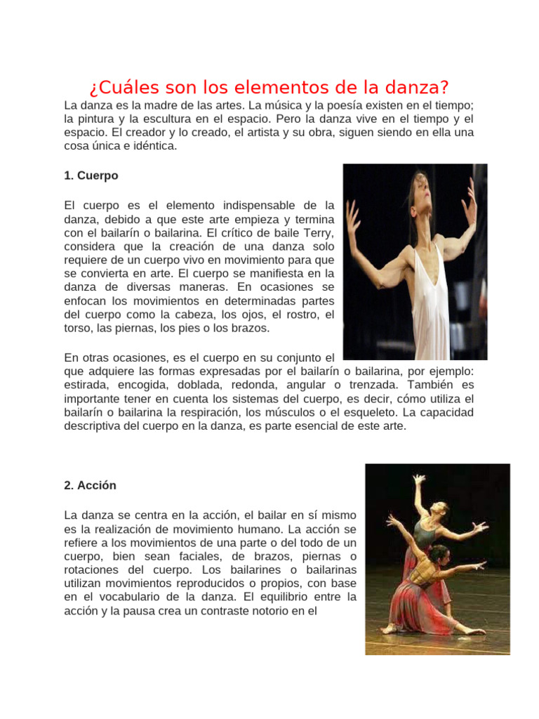 Cuáles Son Los Elementos de La Danza | PDF | Bailes | Ritmo