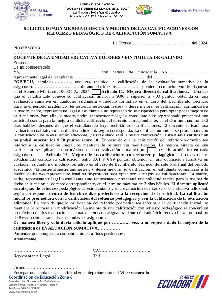 Solicitud de Mejora Directa 2024 | PDF | Crecimiento personal y profesional