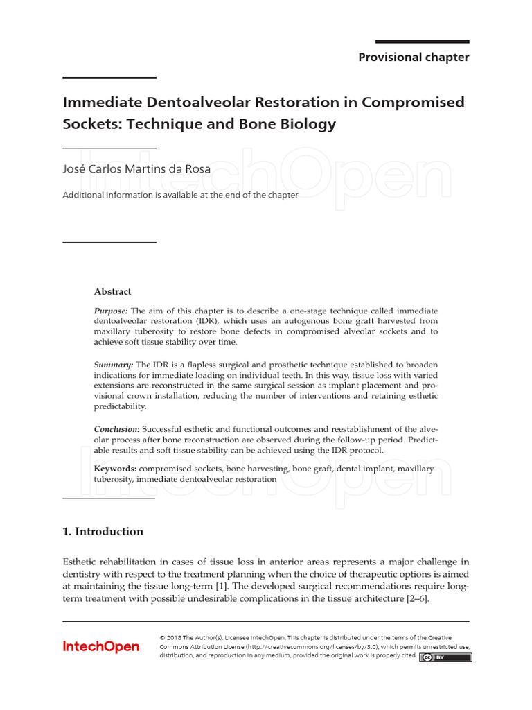 Immediate Dentoalveolar Restoration Techniques | PDF | Dental Implant ...