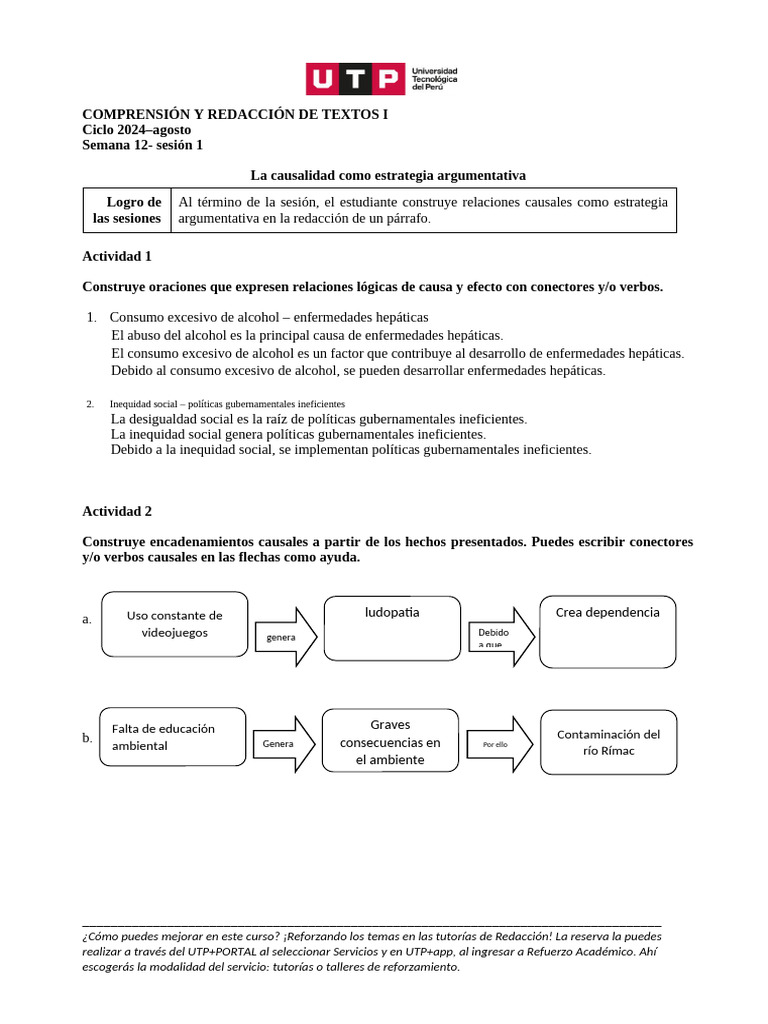 Causalidad en Redacción Argumentativa | PDF | Ciencias sociales
