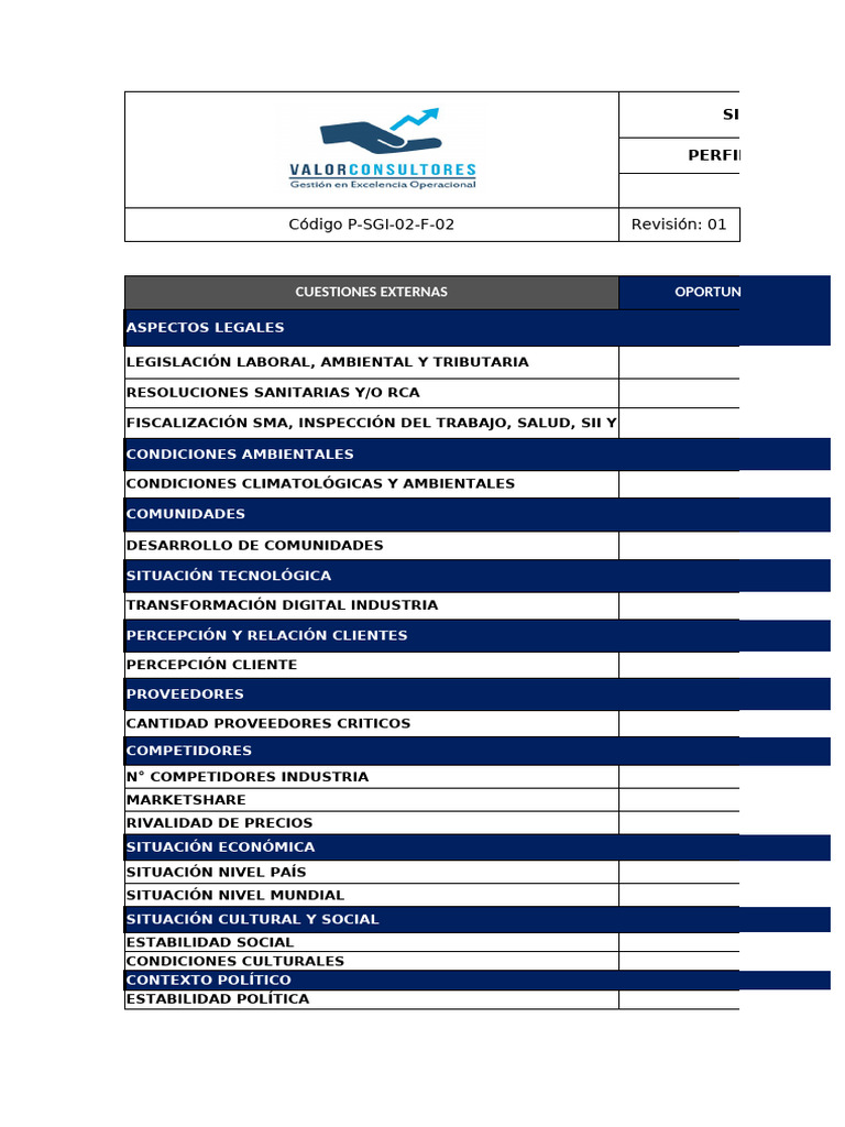 2. P-SGI-02-F-02 Análisis Externo Rev. 01 | PDF