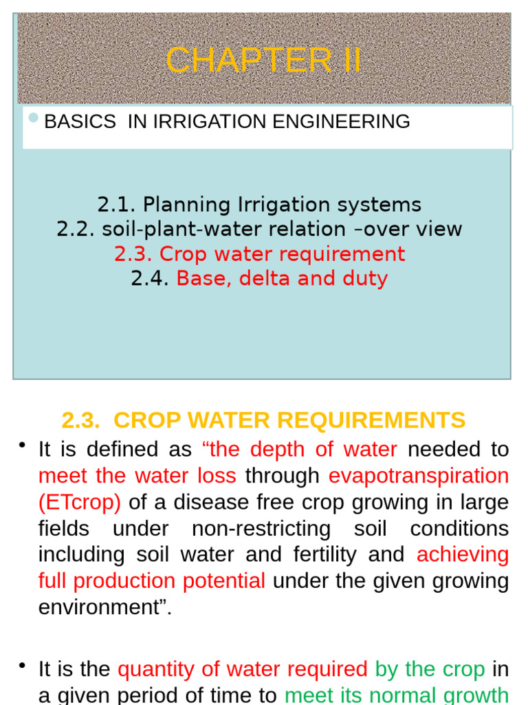 Chapter 2 3 Crop Water Requirement Aau 2014 | PDF | Evapotranspiration | Humidity
