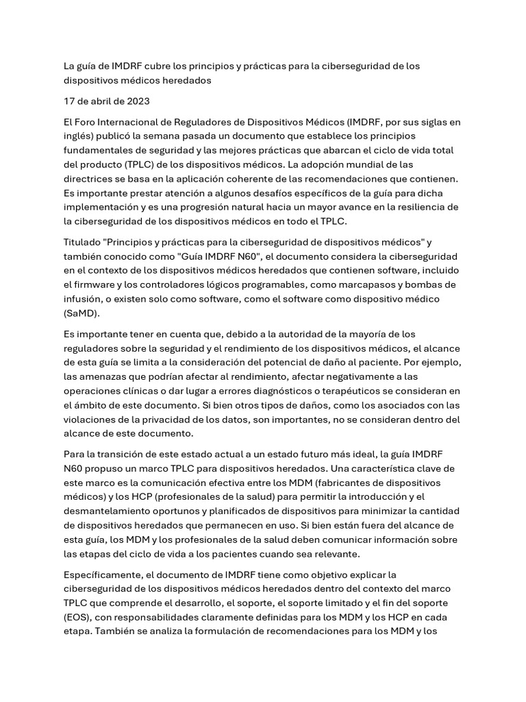 Imdrf Cybersecurity | PDF | La seguridad informática | Seguridad