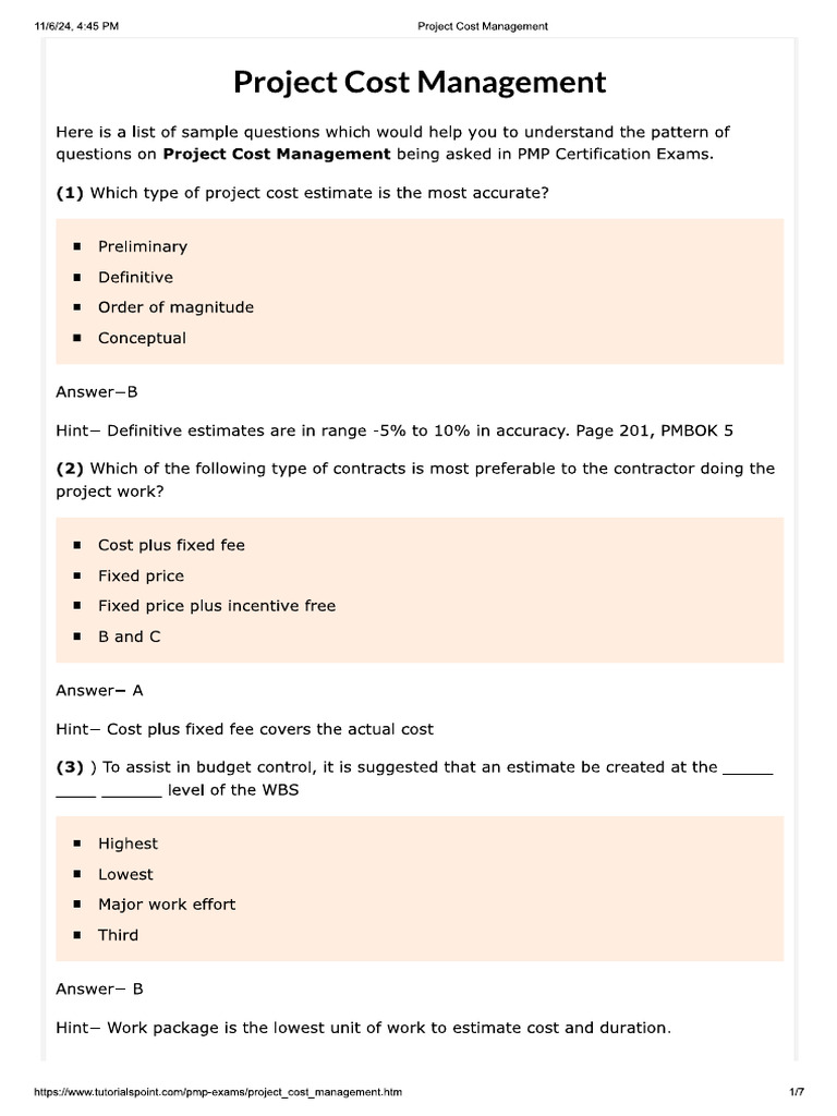 Project Cost Management | PDF
