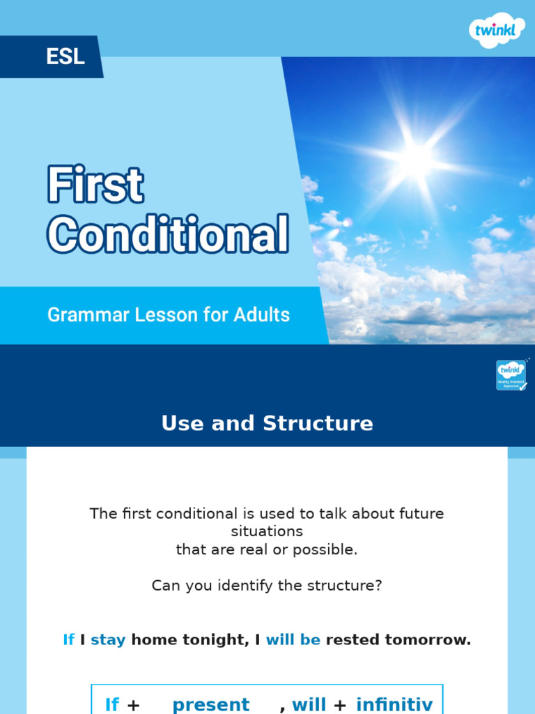 T 1713195226 Esl First Conditional Powerpoint Adults A2 b1 Ver 4 | PDF | Syntax | Linguistics