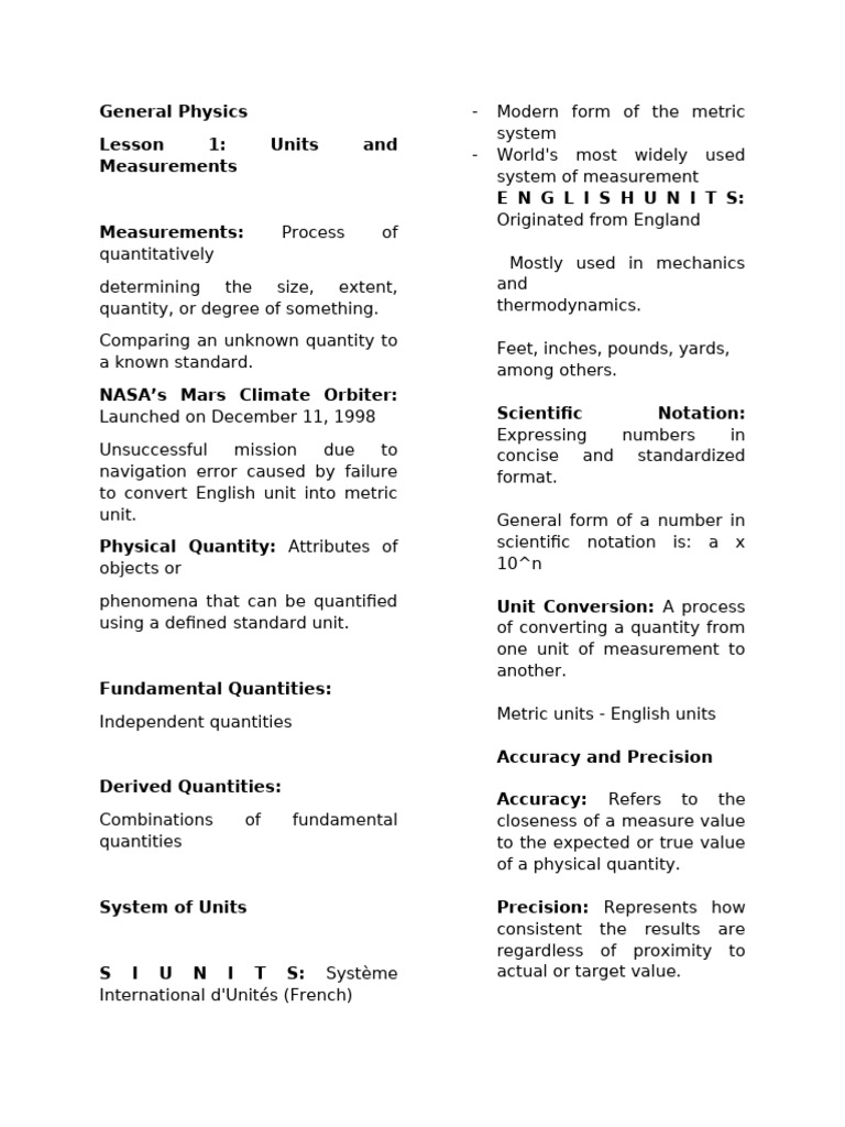 General Physics Lesson ! | PDF | Measurement | Accuracy And Precision
