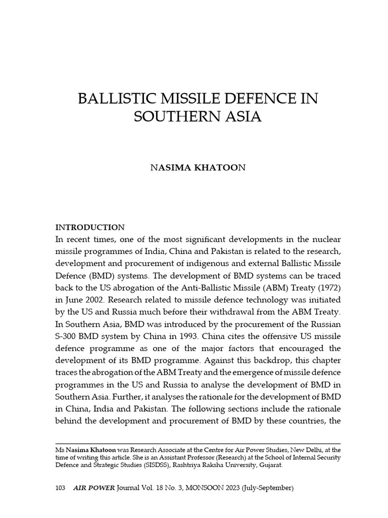 Ch-6-Nasima-Khatoon | PDF | Anti Ballistic Missile | Missile Defense