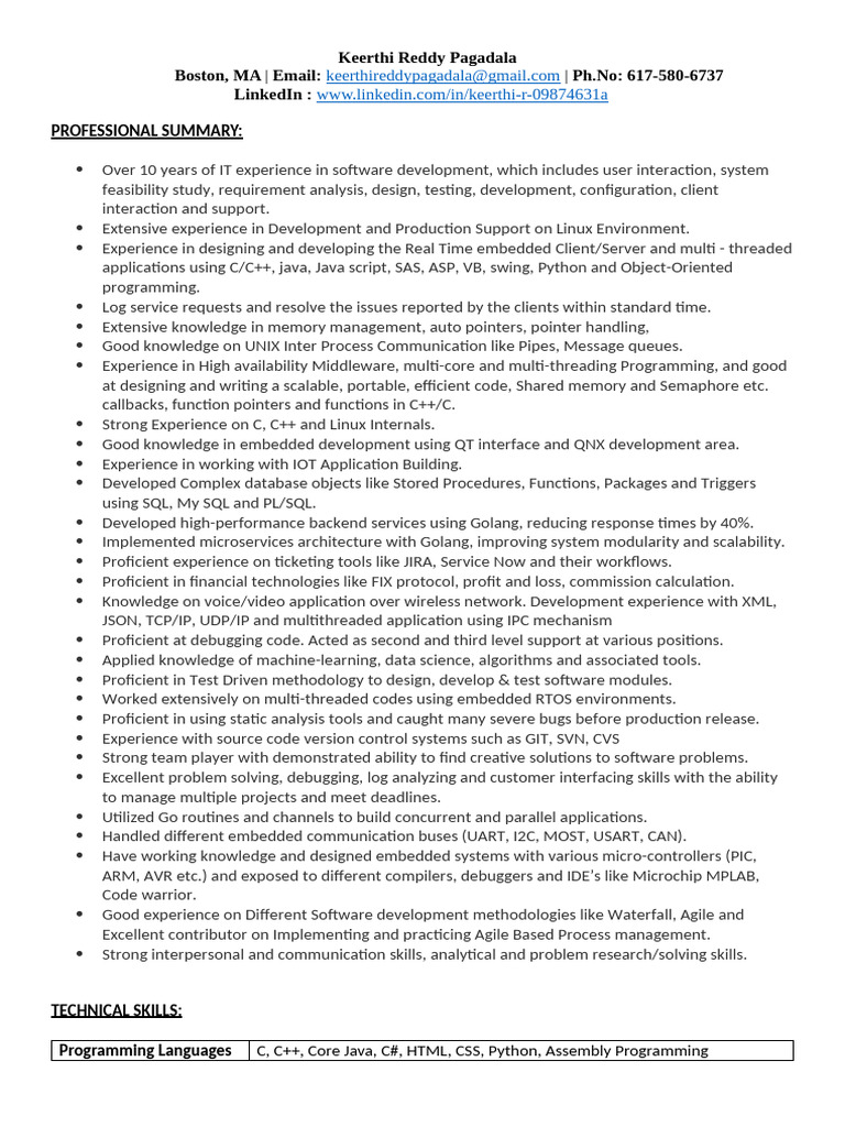 Keerthi - C++ Resume | PDF | C++ | Computer Programming