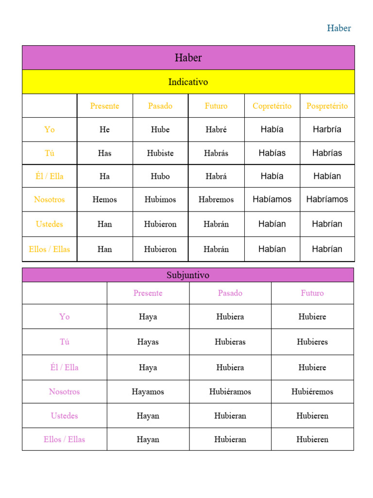 Conjugación de Haber | PDF