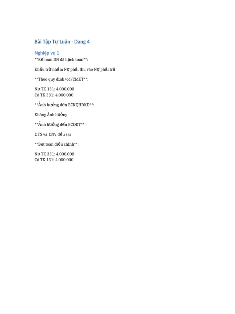 Bai Tap Tu Luan Dang 4 | PDF