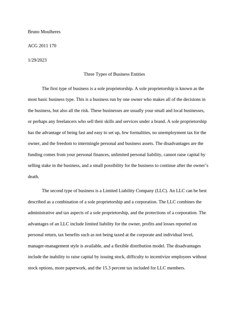 Types of Business Entities Explained | PDF