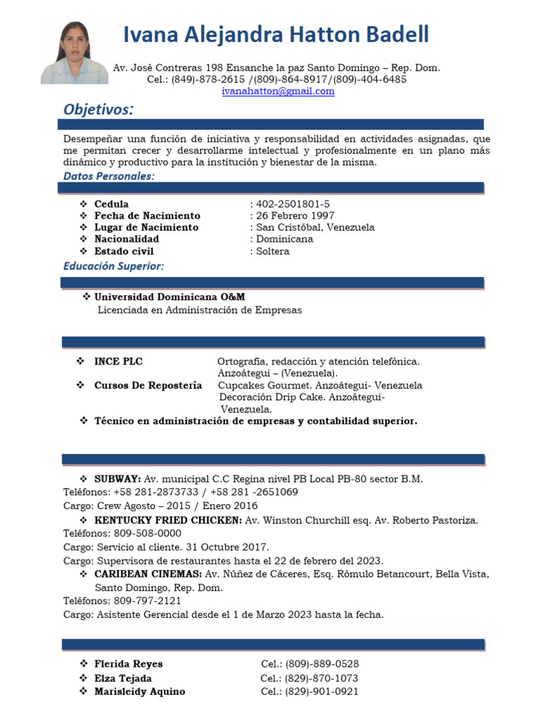 Currículum Ivana Hatton | PDF | Crecimiento personal y profesional