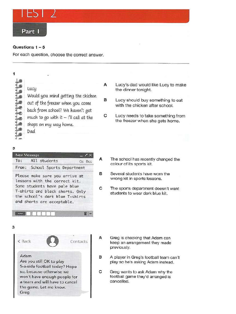 B1 PEARSON TEST 2 | PDF
