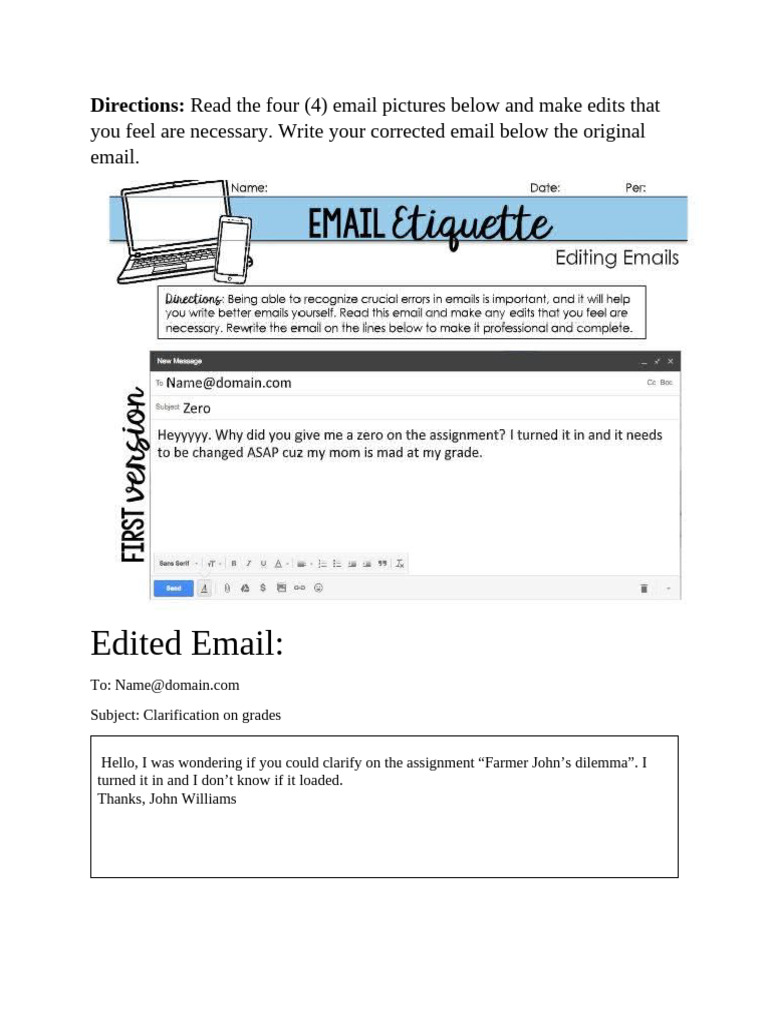 Email Etiquette Practice 2023 | PDF