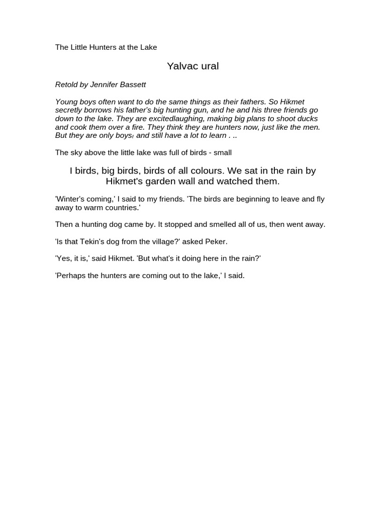 The Little Hunters' Lesson on Cranes | PDF | Hunting