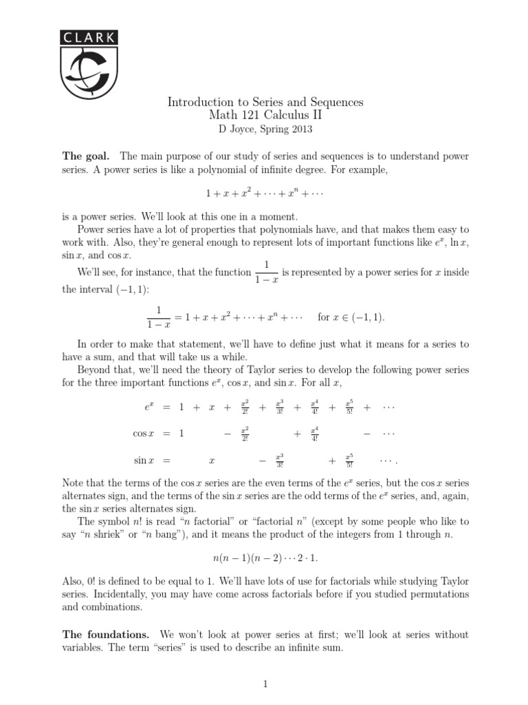 Calculus II: Series & Sequences | PDF | Power Series | Abstract Algebra