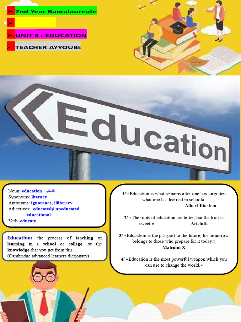 2bac Unit 3 - Education (Teacher Ayyoube) | PDF | Literacy | Language Mechanics