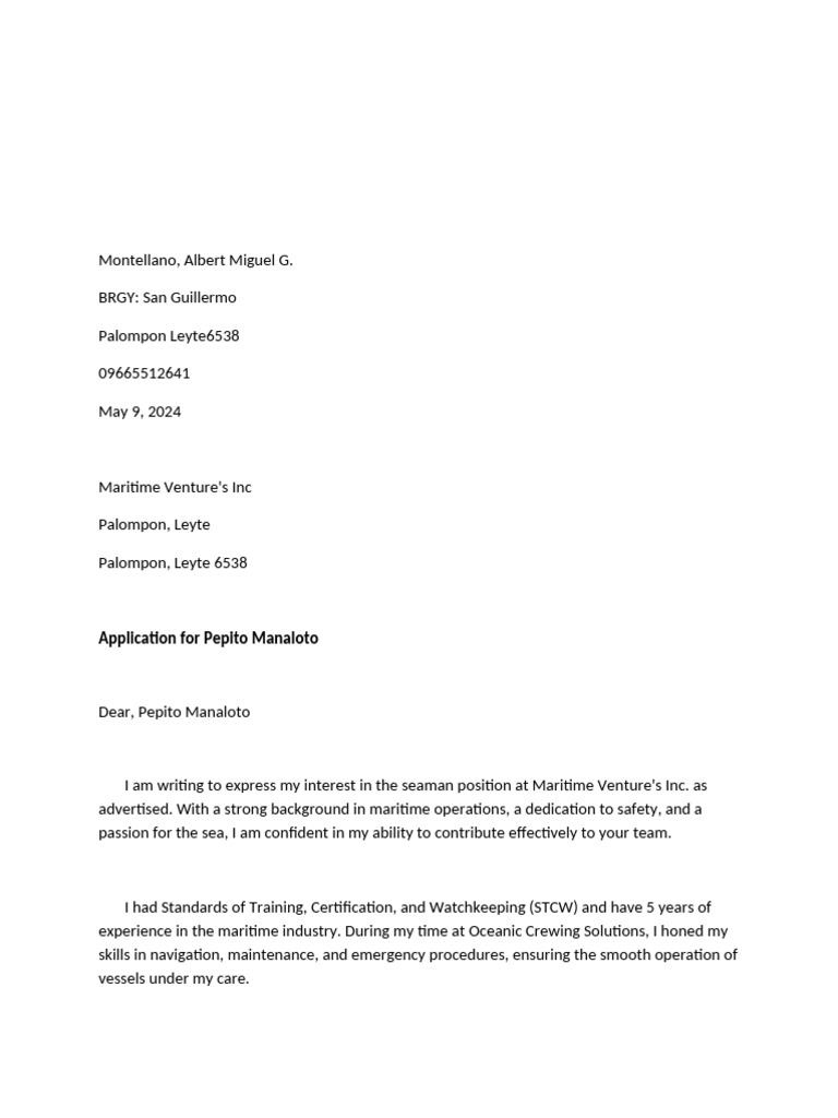 Application Letter | PDF