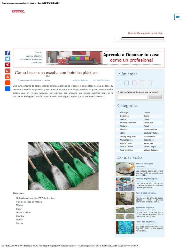 Cómo Hacer Una Escoba Con Botellas Plásticas - Guía de MANUALIDADES ...