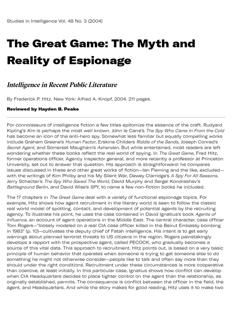 The Great Game | PDF | Espionage | Spy Fiction