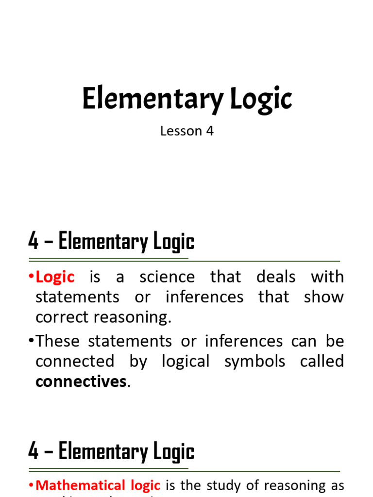 GE 4 Math 4. Elementary Logic | PDF | Proposition | Variable (Mathematics)