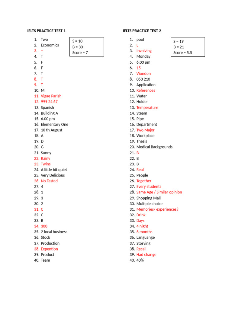 Ielts Practice Test 1 | PDF