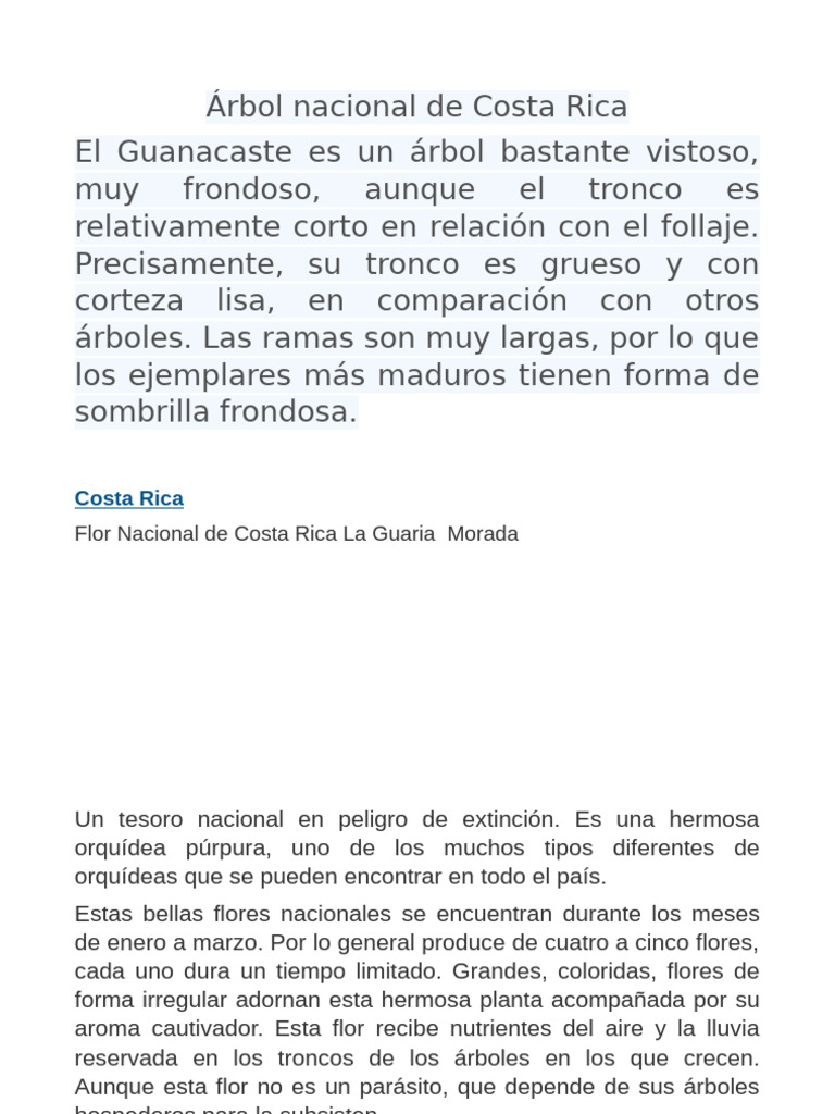 Árbol Nacional de Costa Rica | PDF | Ciencia y matemática